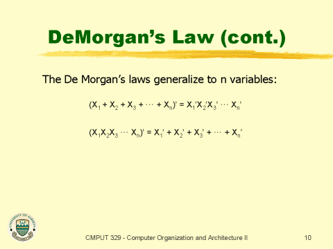 DeMorgan’s Law (cont.)