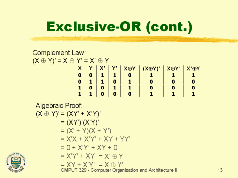 Exclusive-OR (cont.)