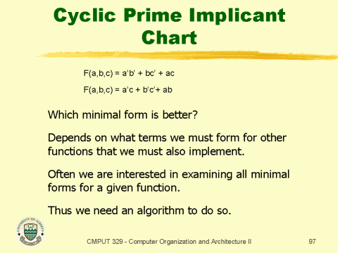 Cyclic Prime Implicant Chart