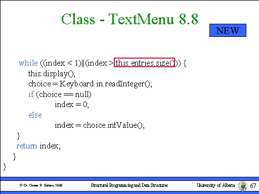 Class - TextMenu 8.8