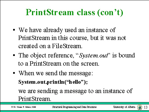 PrintStream class (con’t)