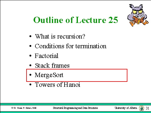 Outline of Lecture 25