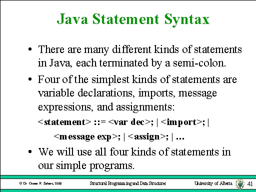 Java Statement Syntax