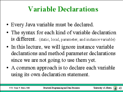 Variable Declarations