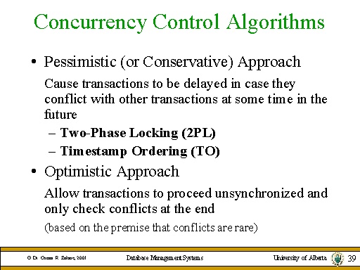 Concurrency Control Algorithms