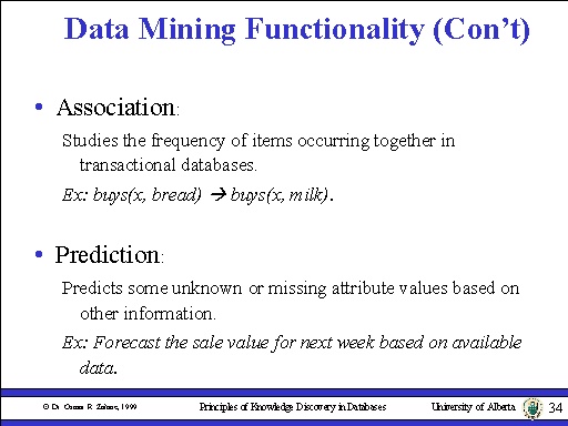 Data Mining Functionality (Con’t)