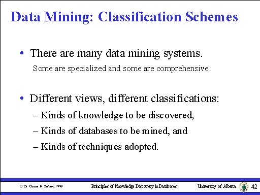 Data Mining: Classification Schemes